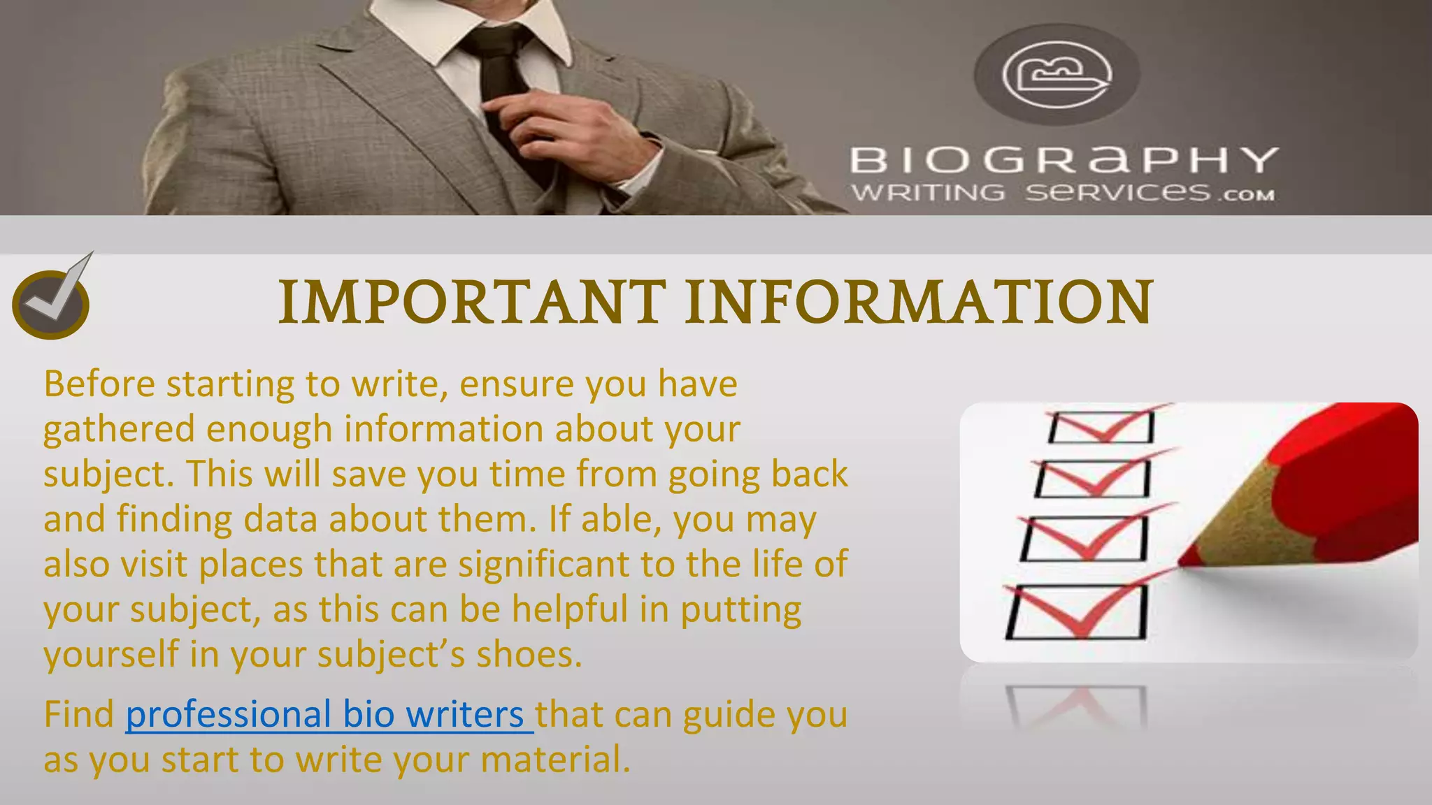Biography Writing Checklist | PPT