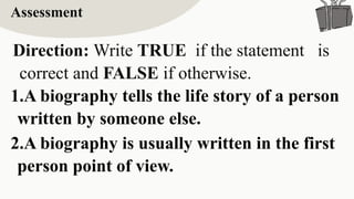 BIOGRAPHY.pptx elements, nature and definition | PPTX