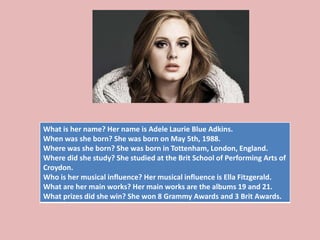 Biography Adele | PPTX