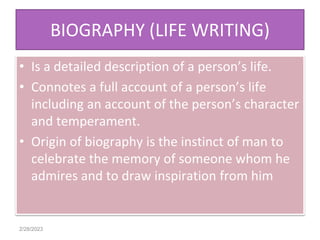 Biography - Introduction.pptx | Biographies | Genres