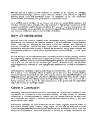 Biography of Victor Sheverda | Construction Project Manager | PDF