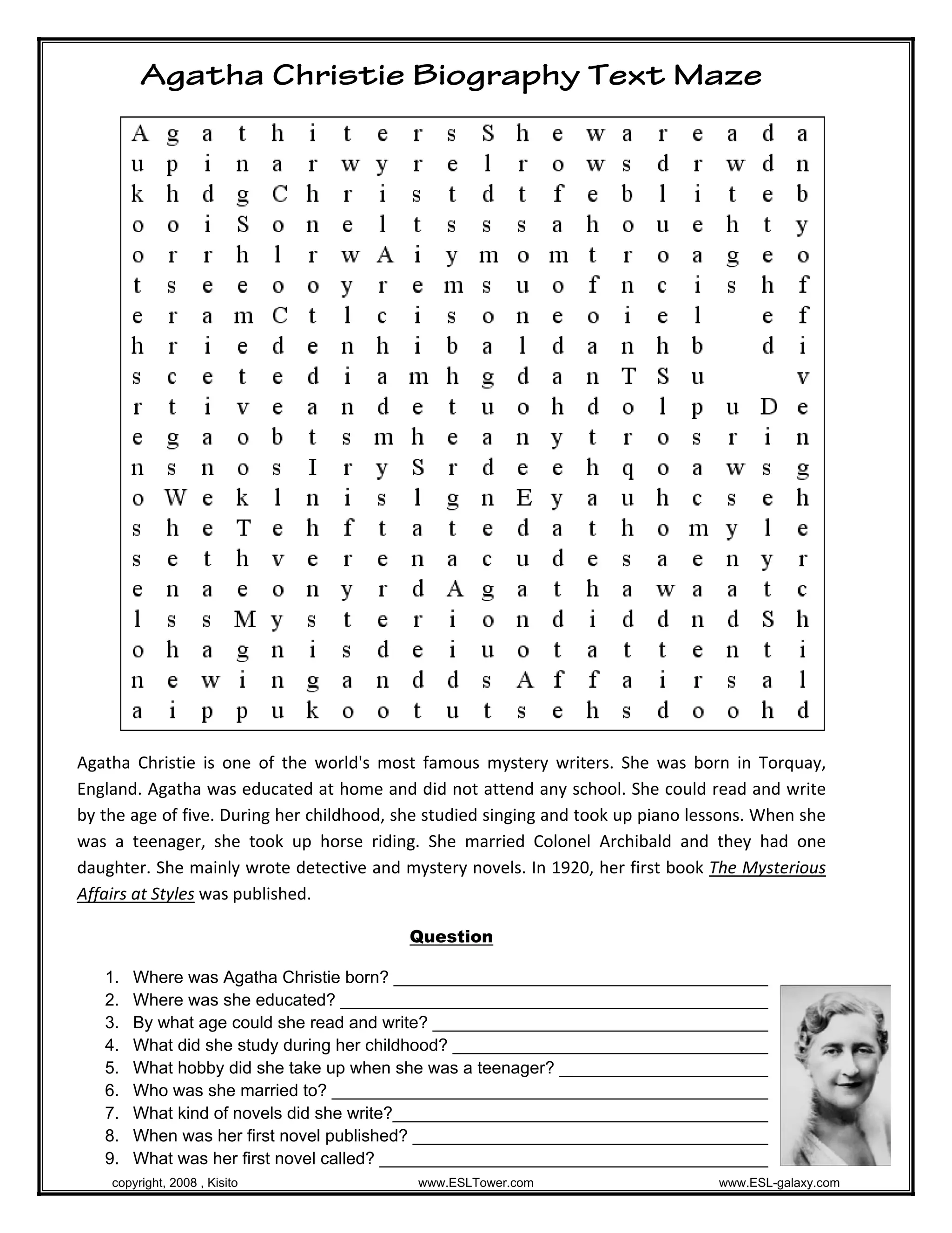 Biography%20past%20passive%20 Agatha%20 Christie%20 Maze | PDF