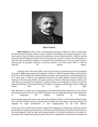 Biography albert einstein | DOCX