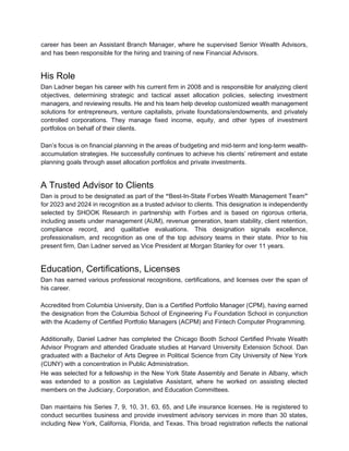 Biography and career history of Daniel Ladner | PDF