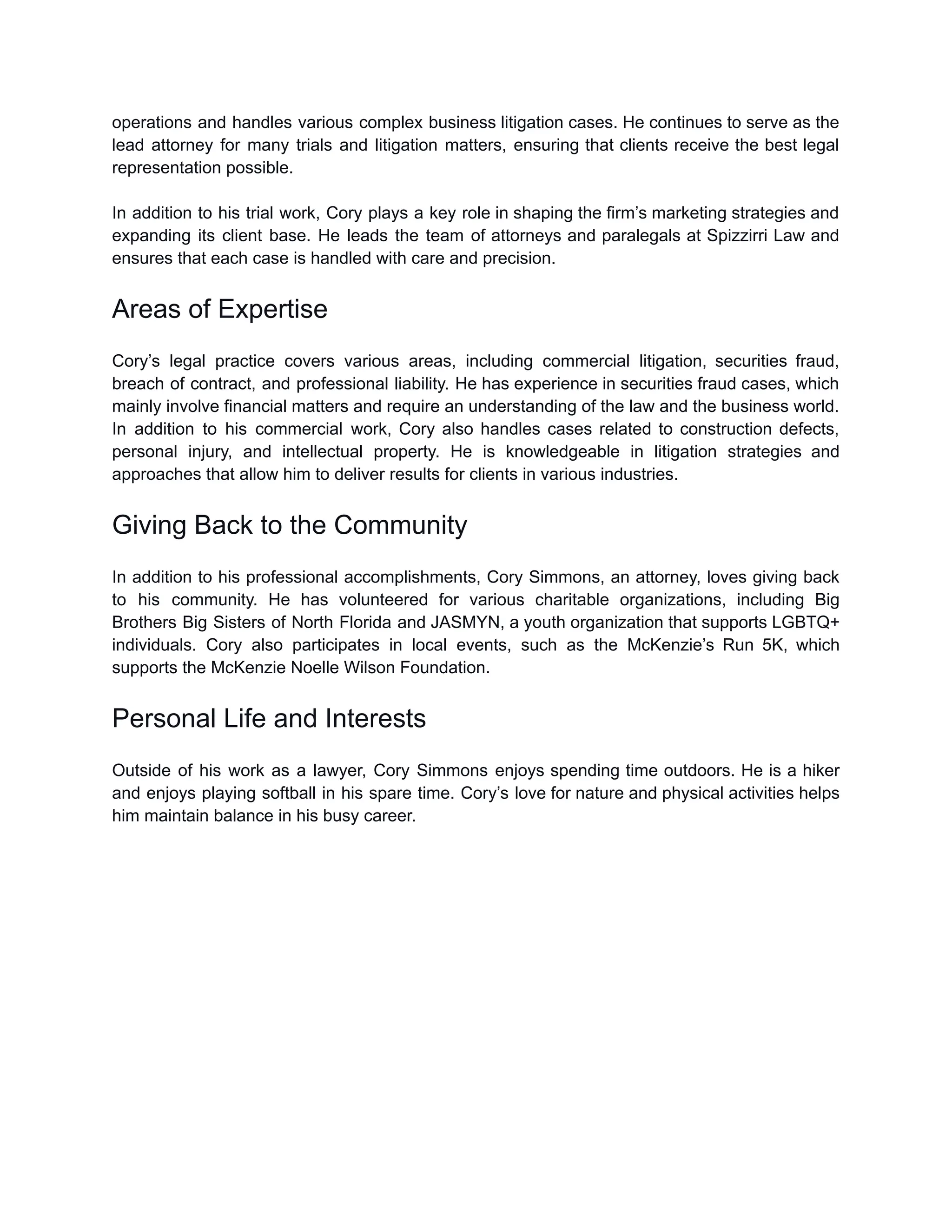 Biography and Career of Cory Simmons Atlanta Attorney | PDF