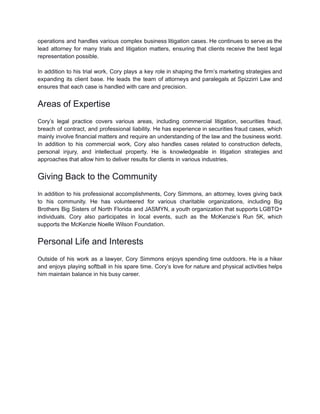 Biography and Career of Cory Simmons Atlanta Attorney | PDF