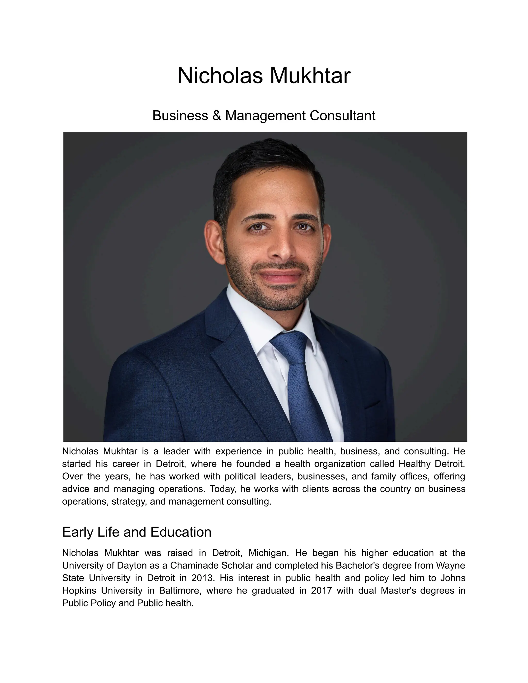 Biography and Career of Nicholas Mukhtar | PDF