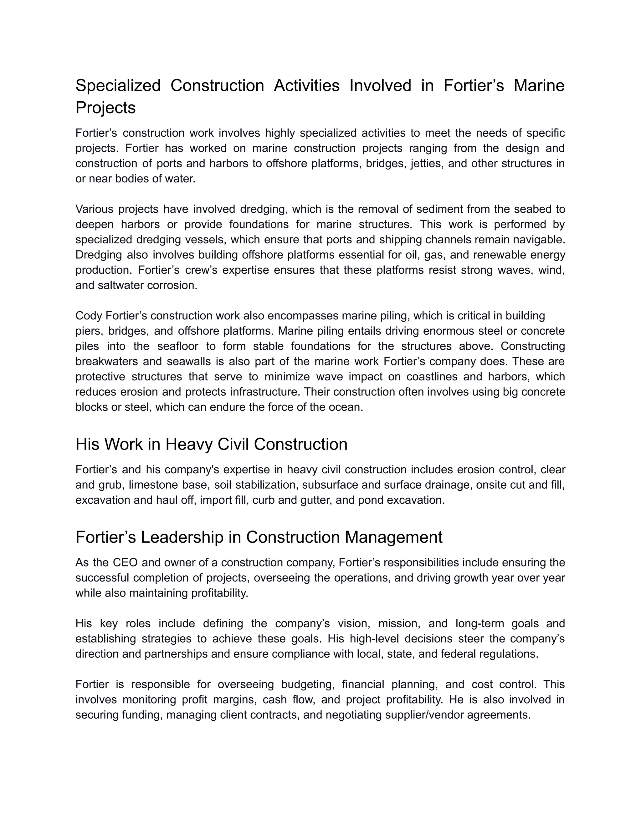 Biography and Professional Career of Cody Fortier | PDF