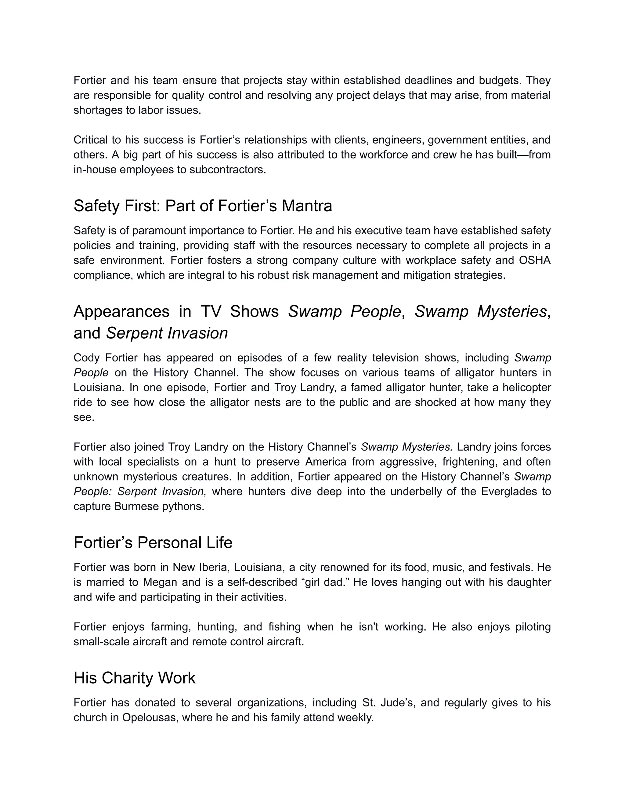 Biography and Professional Career of Cody Fortier | PDF