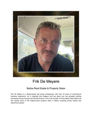 Biography and Professional Career of Frik De Meyere | PDF