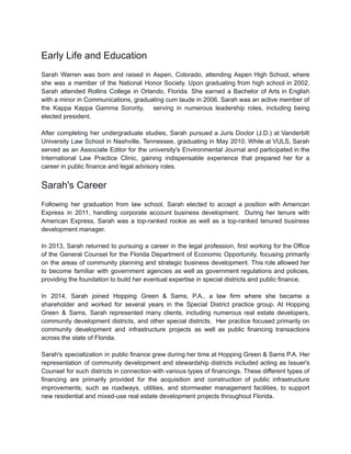 Biography and Professional Career of Sarah Warren | PDF