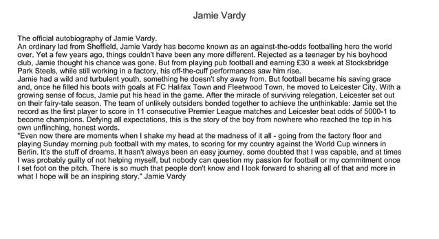 biography audiobooks Jamie Vardy | PPT