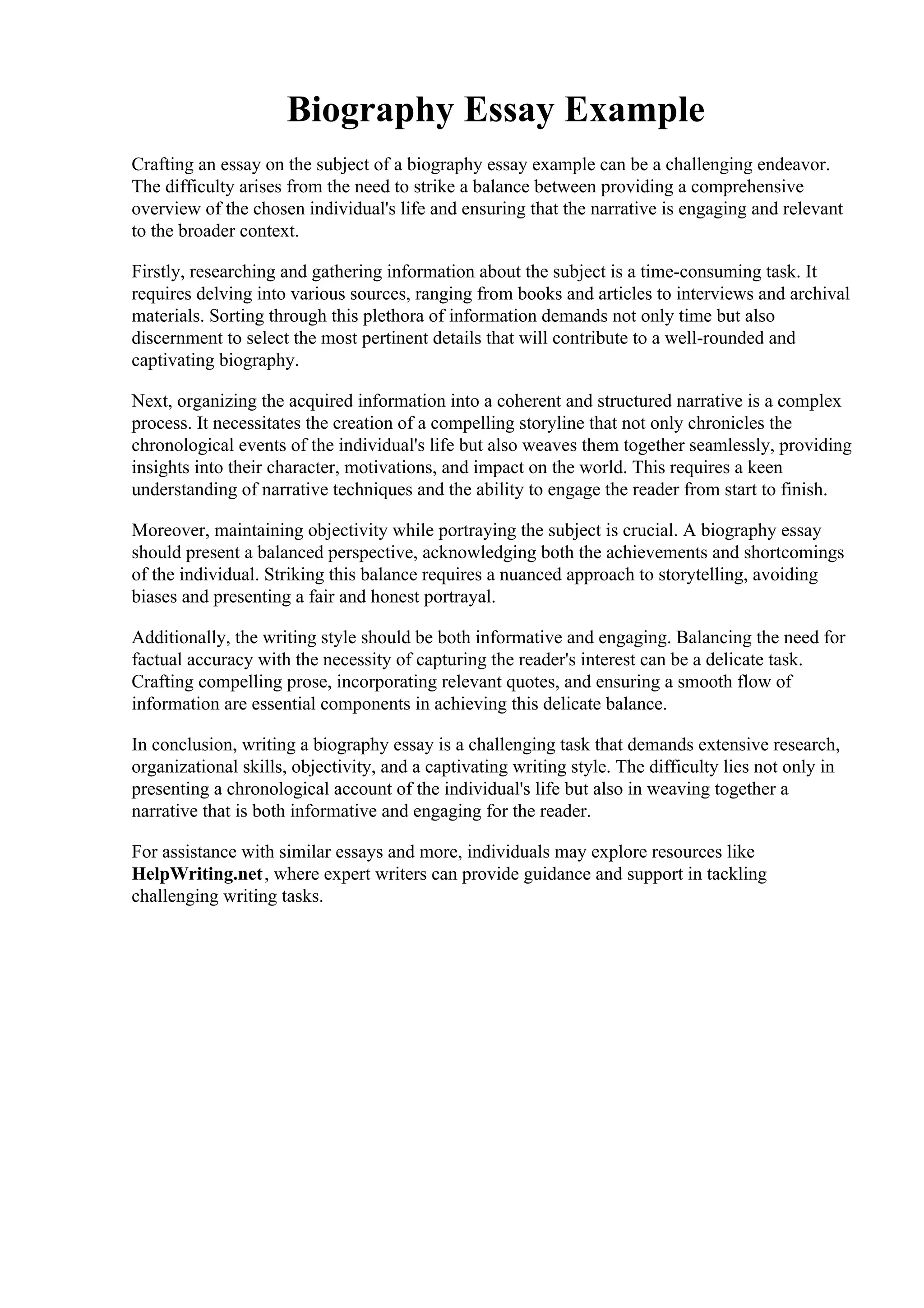 Biography Essay Example. 019 Essay Example Narrative Topics ...