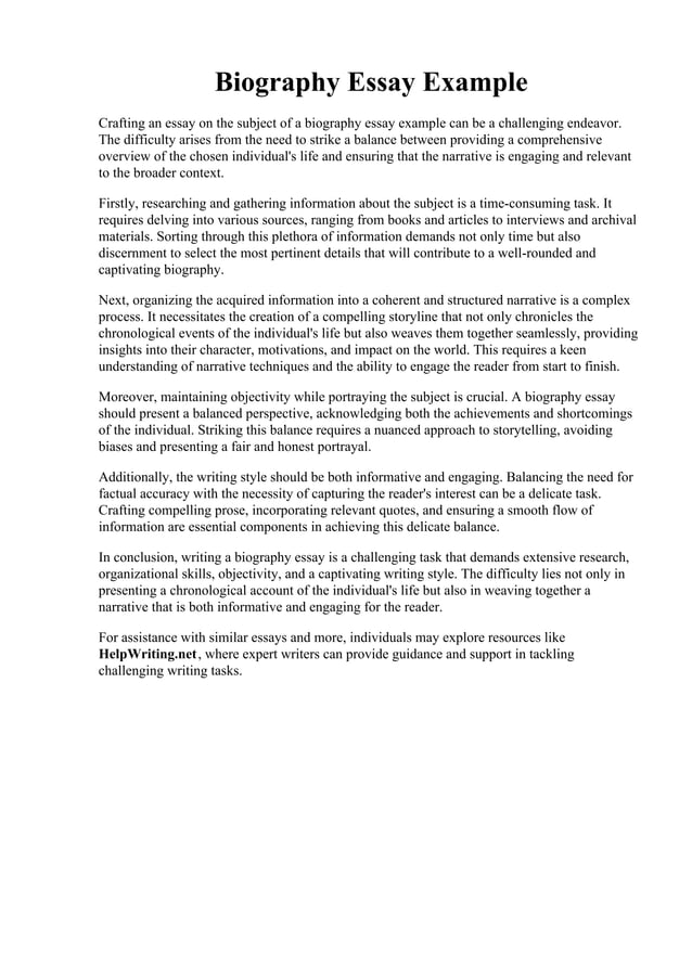 Biography Essay Example. 019 Essay Example Narrative Topics ...