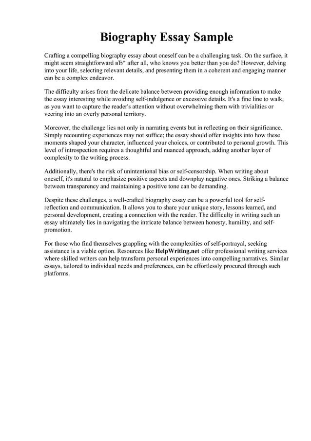 Biography Essay Sample. 018 Essay Example Ideas Of Cover Letter Examples Biography Essays ... | PDF