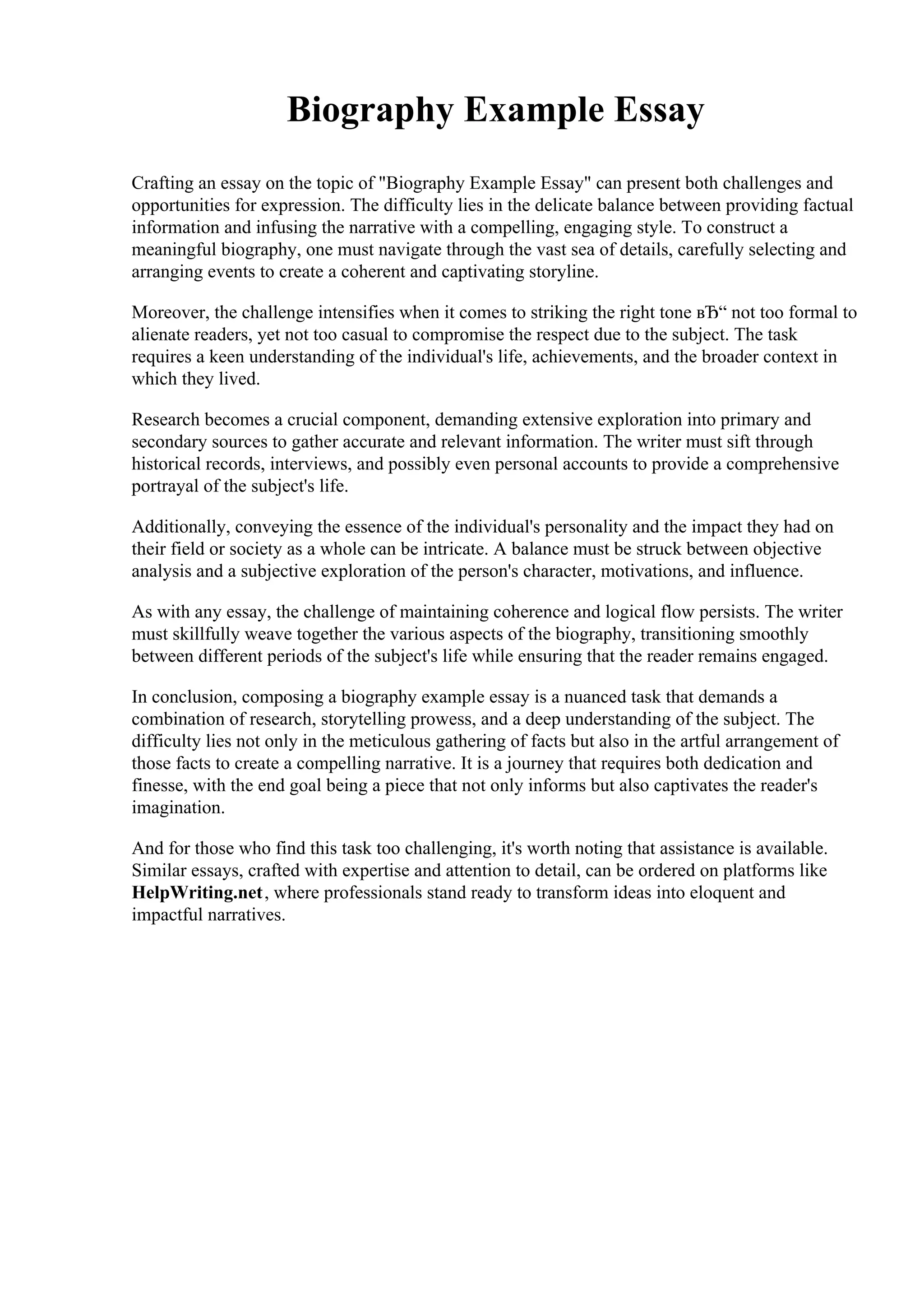 Biography Example Essay.pdf | Biographies | Genres