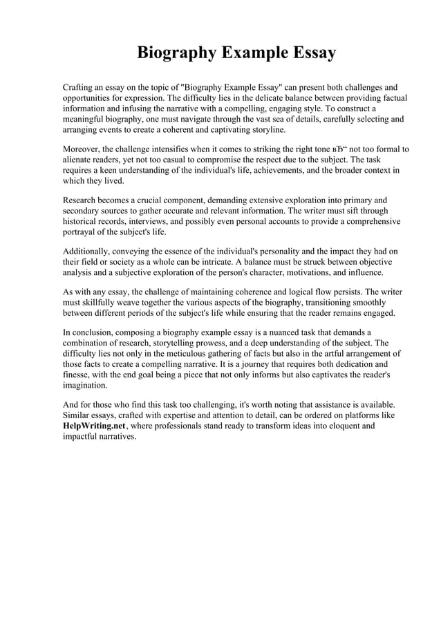 Biography Example Essay.pdf | Biographies | Genres
