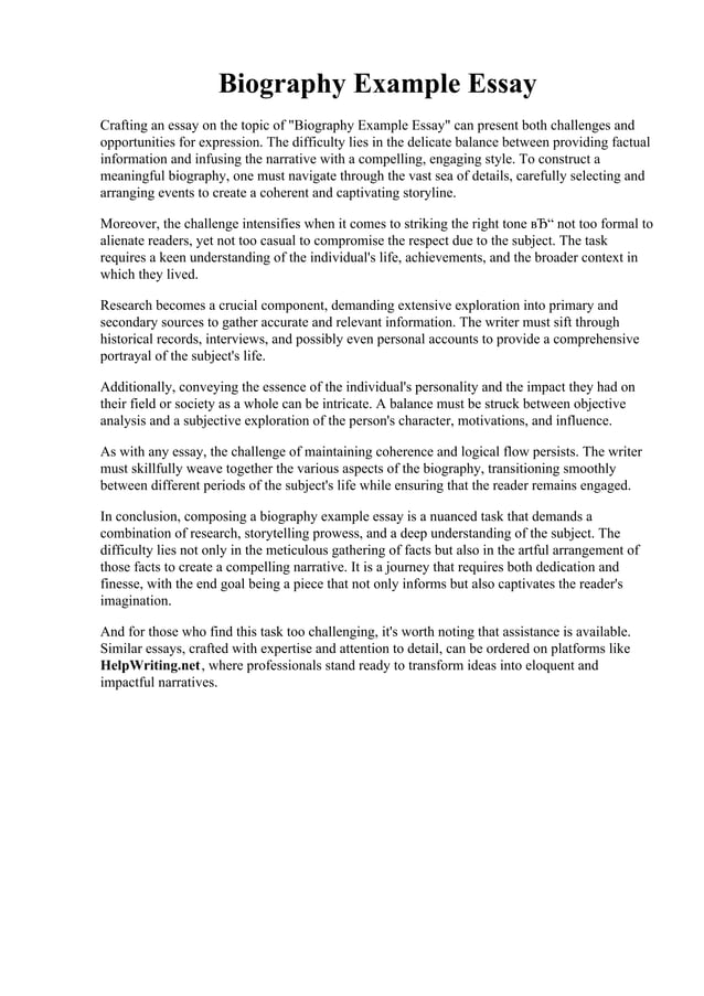 Biography Example Essay | PDF