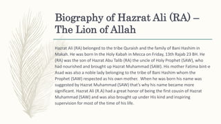 Biography hazrat ali | PPT