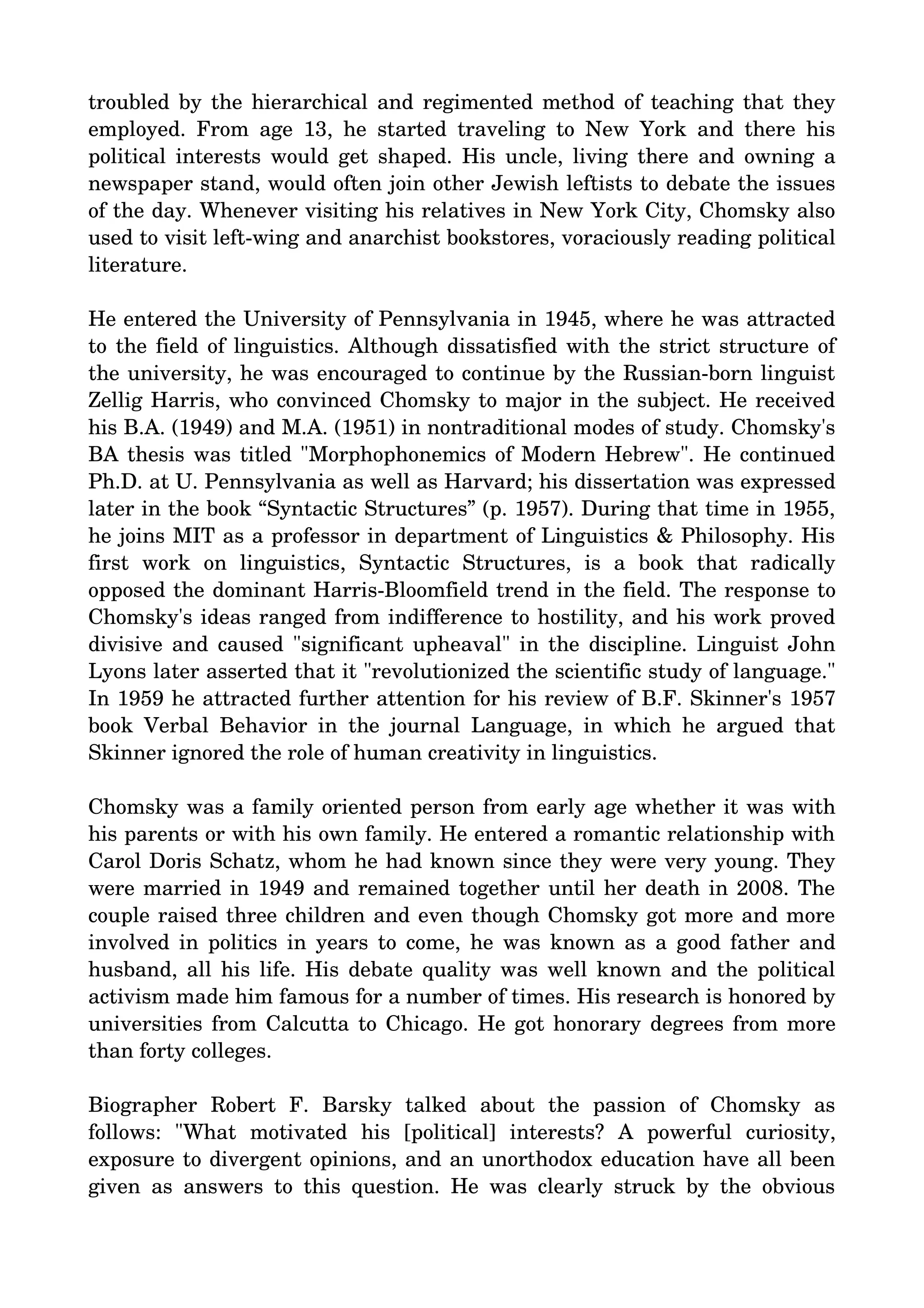 Biography of Noam Chomsky | PDF