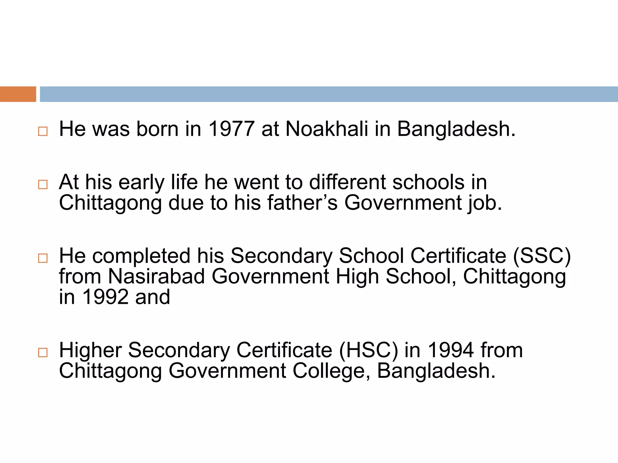 Biography of Dr. Sharfuddin Chowdhury | PPTX