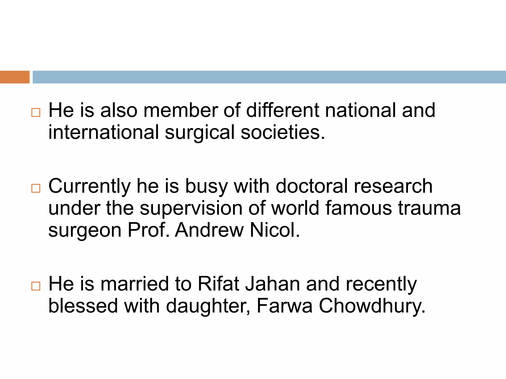 Biography of Dr. Sharfuddin Chowdhury | PPT