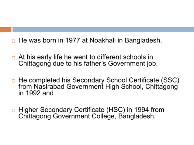 Biography of Dr. Sharfuddin Chowdhury | PPTX