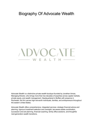 Biography Of Advocate Wealth | Buffalo, NY | PDF