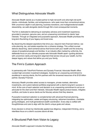 Biography Of Advocate Wealth | Buffalo, NY | PDF