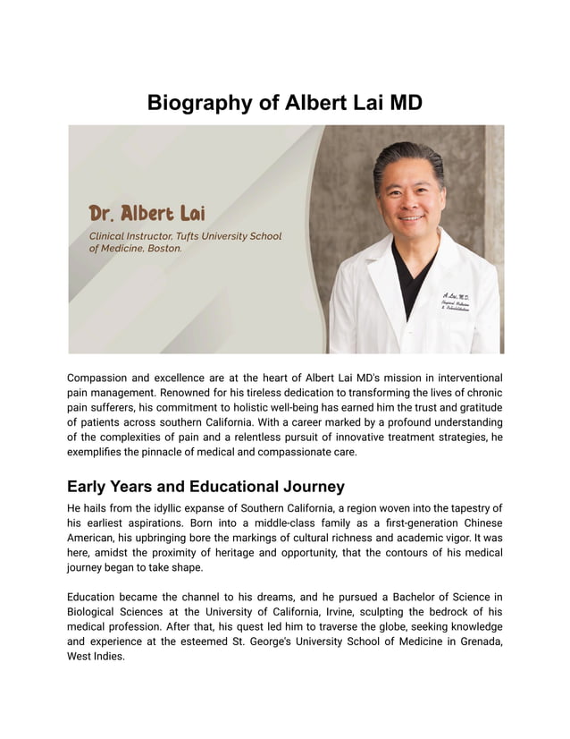 Albert Lai MD | Physician, Medical Director | Irvine, CA | PDF