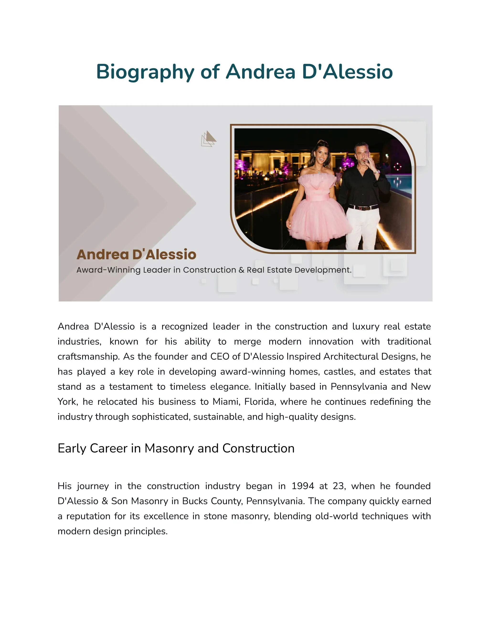 Biography of Andrea D'Alessio | PDF