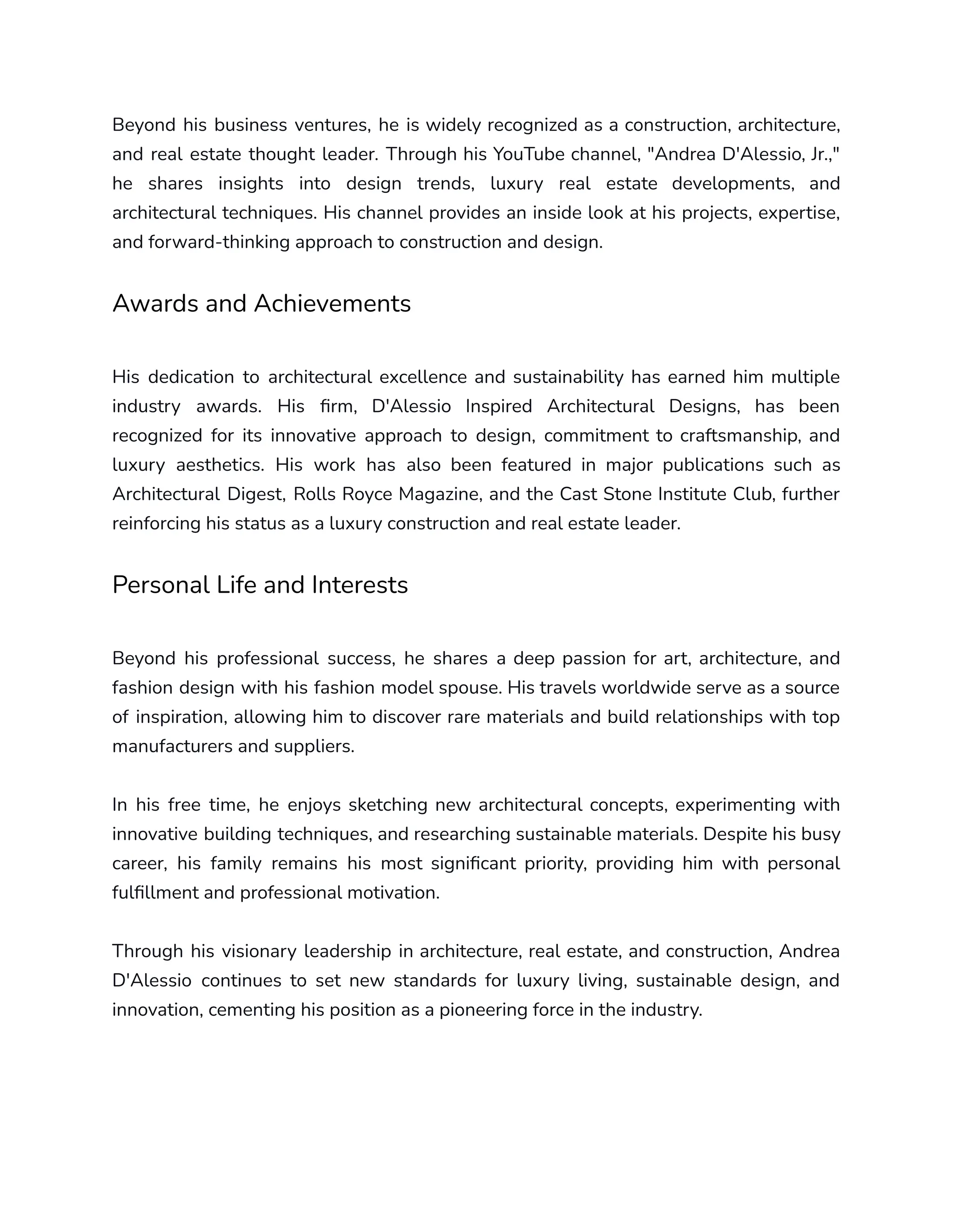 Biography of Andrea D'Alessio | PDF