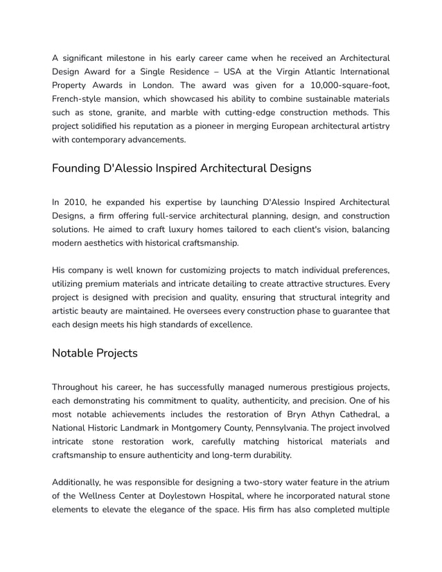 Biography of Andrea D'Alessio | PDF