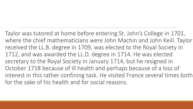 Biography of brook taylor | PPT