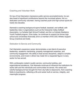 Biography Of Carl Alameda | Assistant City Manager | PDF