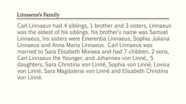 Biography of carl linnaeus | PPTX | Biological Sciences | Science