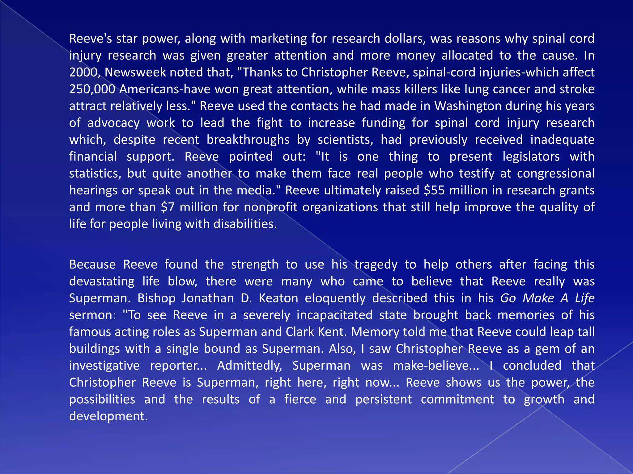 Biography of christopher reeves part ii | PPTX