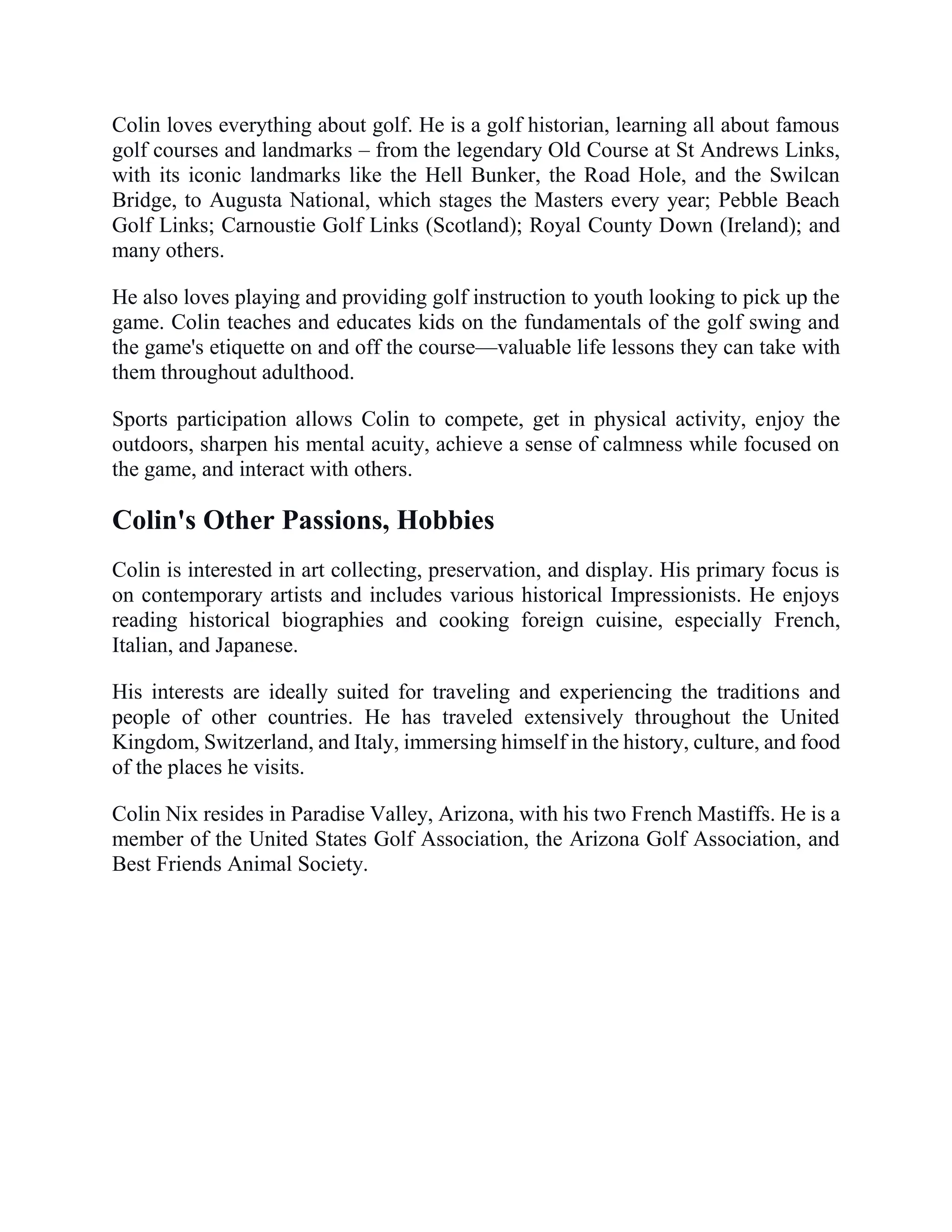 Biography and career history of Colin Nix | PDF