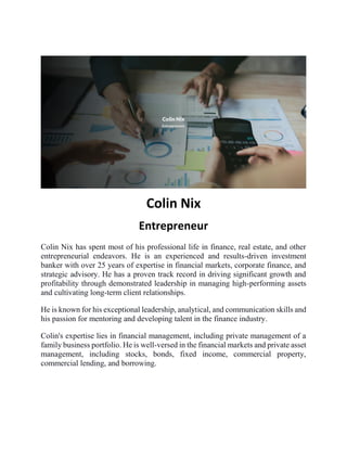 Biography and career history of Colin Nix | PDF