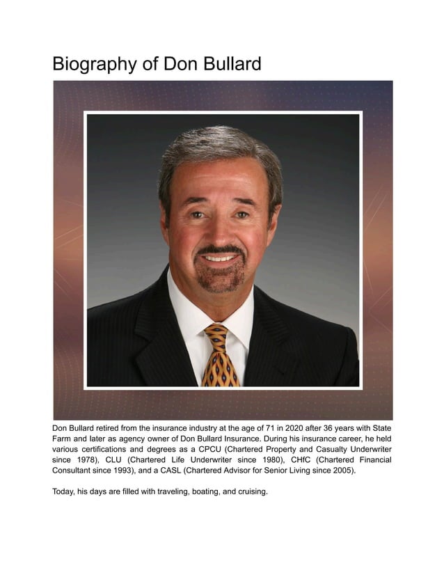 Biography of Don Bullard | Owner/Retired of Don Bullard Insurance (Home ...
