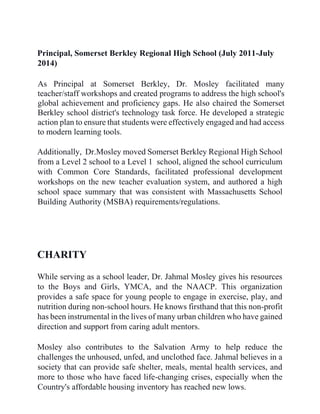 Biography of Dr. Jahmal Mosley, a Doctorate in Education | PDF