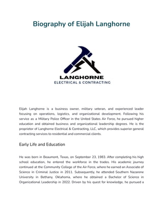 Biography of Elijah Langhorne | PDF