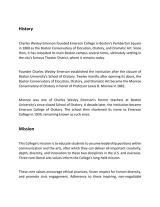 Biography and history of Emerson College | PDF