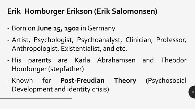 Biography of erik erikson | PPTX | Mental Health | Diseases and Conditions