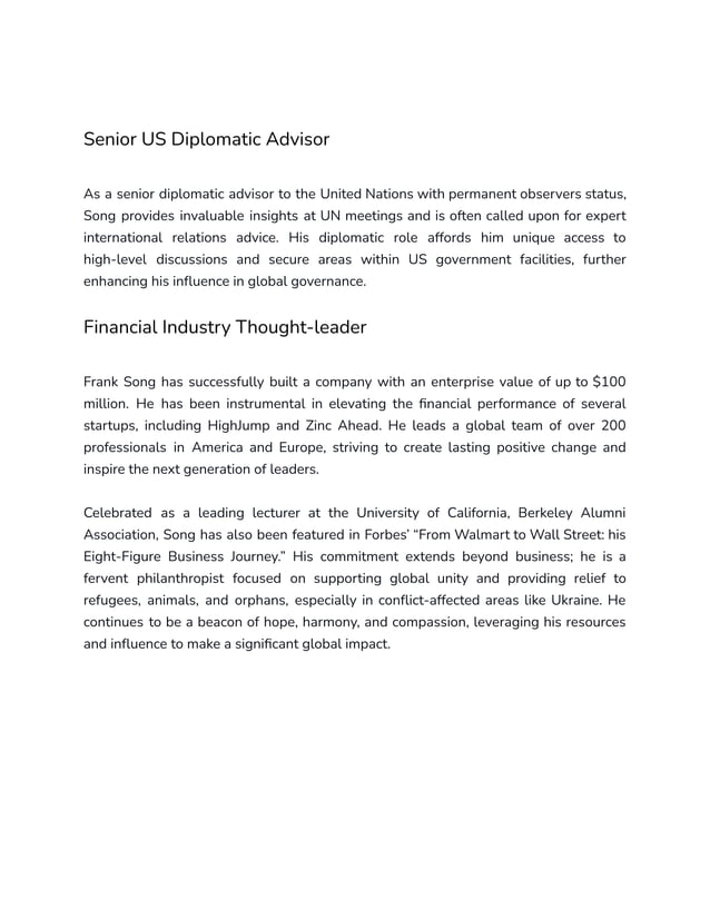 Biography of Frank Song | PDF