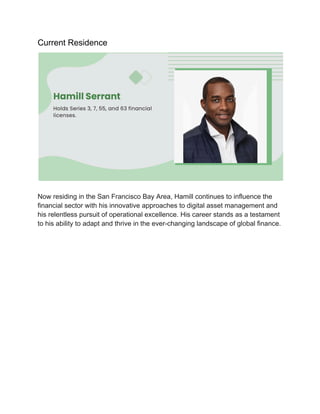Hamill Serrant Advocates for Community Involvement in Finance ...