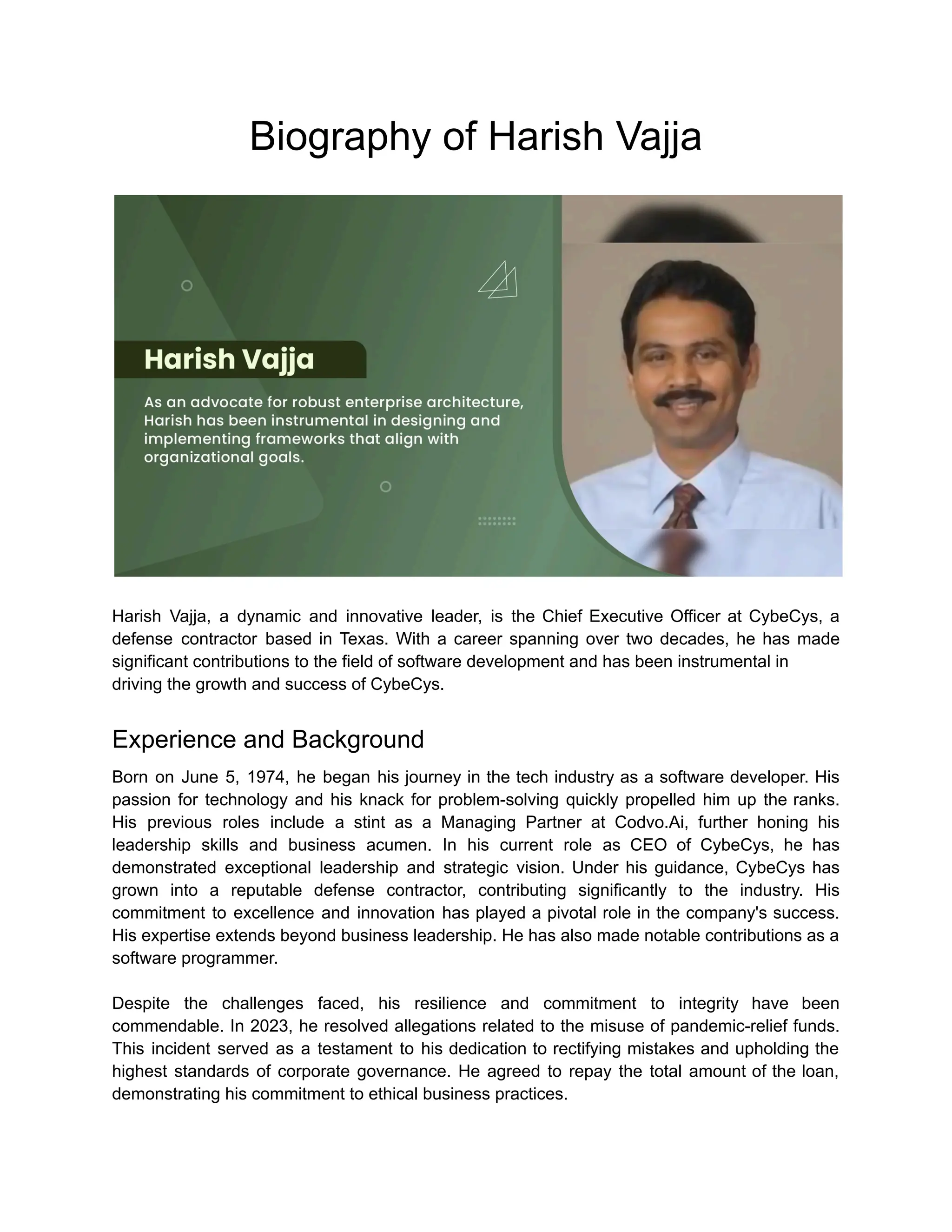 Harish Vajja | Software Engineer and CEO | Texas, Dallas.pdf