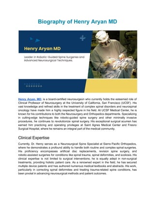Henry Aryan MD: Elevating Spine Care Standards in Fresno, CA | PDF