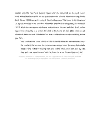 Biography of herman melville | PDF