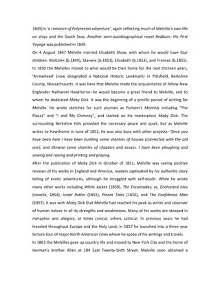Biography of herman melville | PDF
